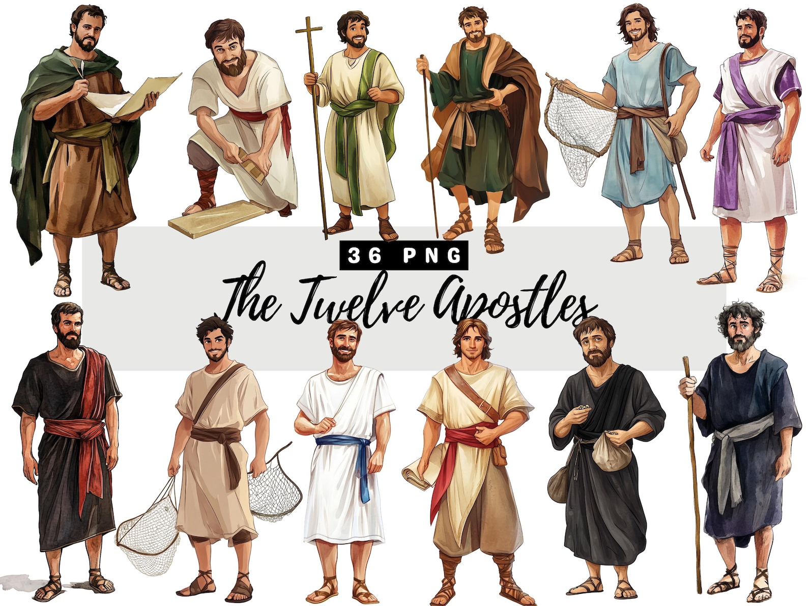 Bible Characters, 12 Apostles, Religious Clip Art, Religious Clipart ...