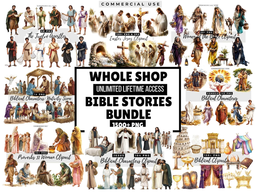 Bible Story Clipart Bundle – Lifetime Access Pass, Biblical Characters ...