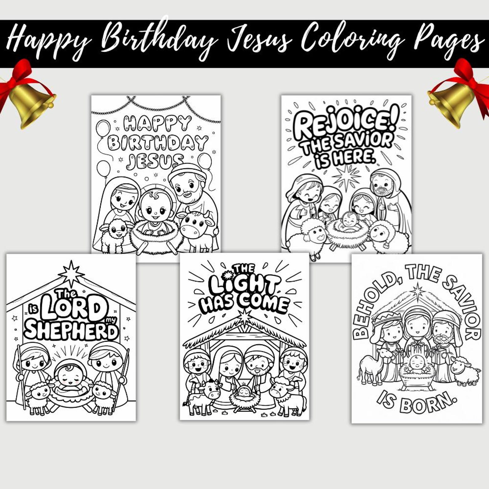 Happy Birthday Jesus Coloring Pages, Kids Church Craft, Printable ...