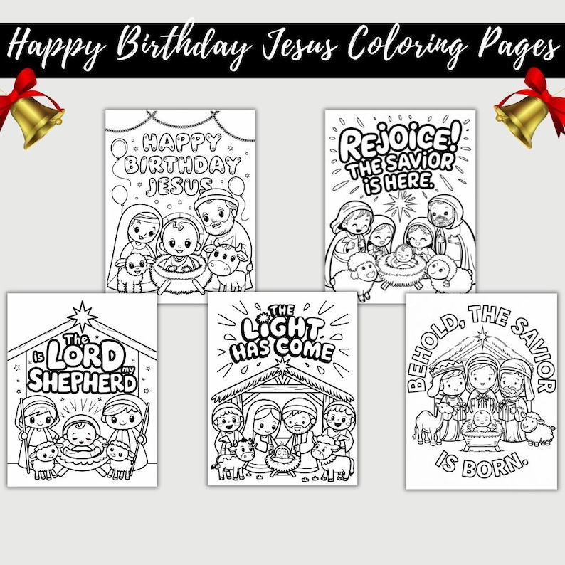Happy Birthday Jesus Coloring Pages, Kids Church Craft, Printable ...