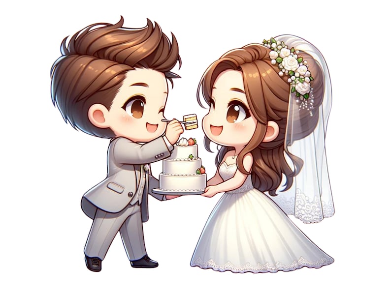 Chibi Couple Png, Chibi Couple Clipart, Bride Groom Clipart, Couple ...