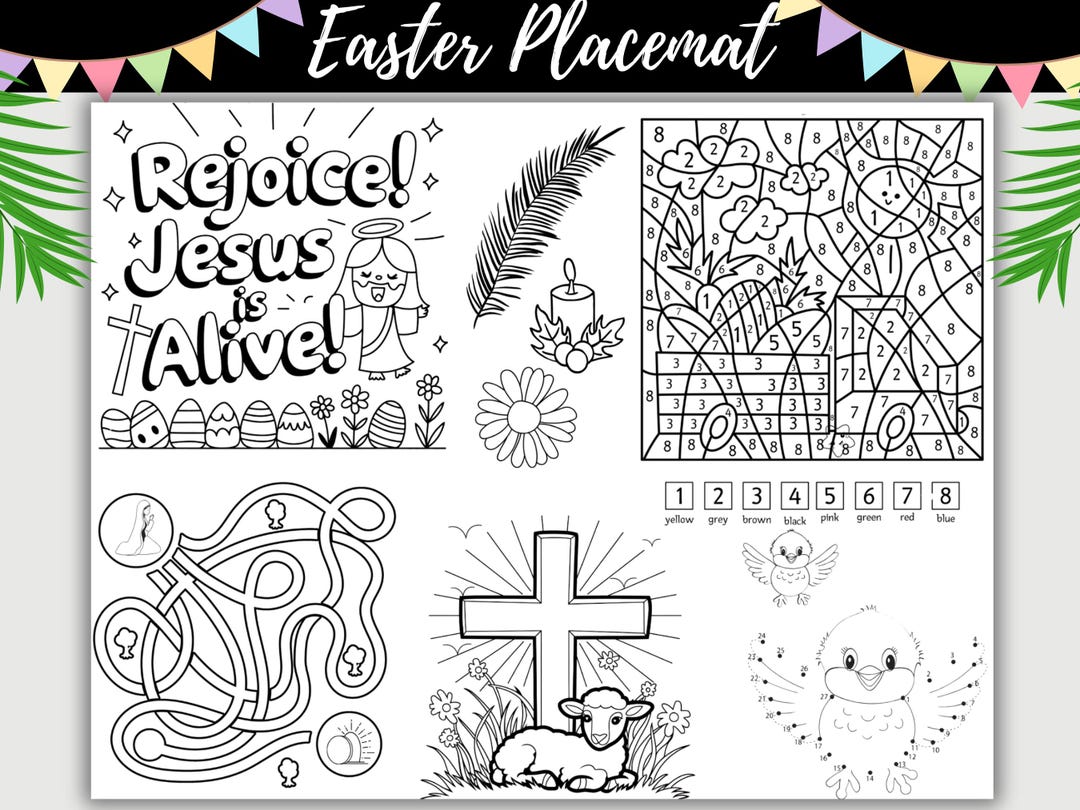 Printable Christian Easter Placemat, Bible Word Search, Fun Games ...