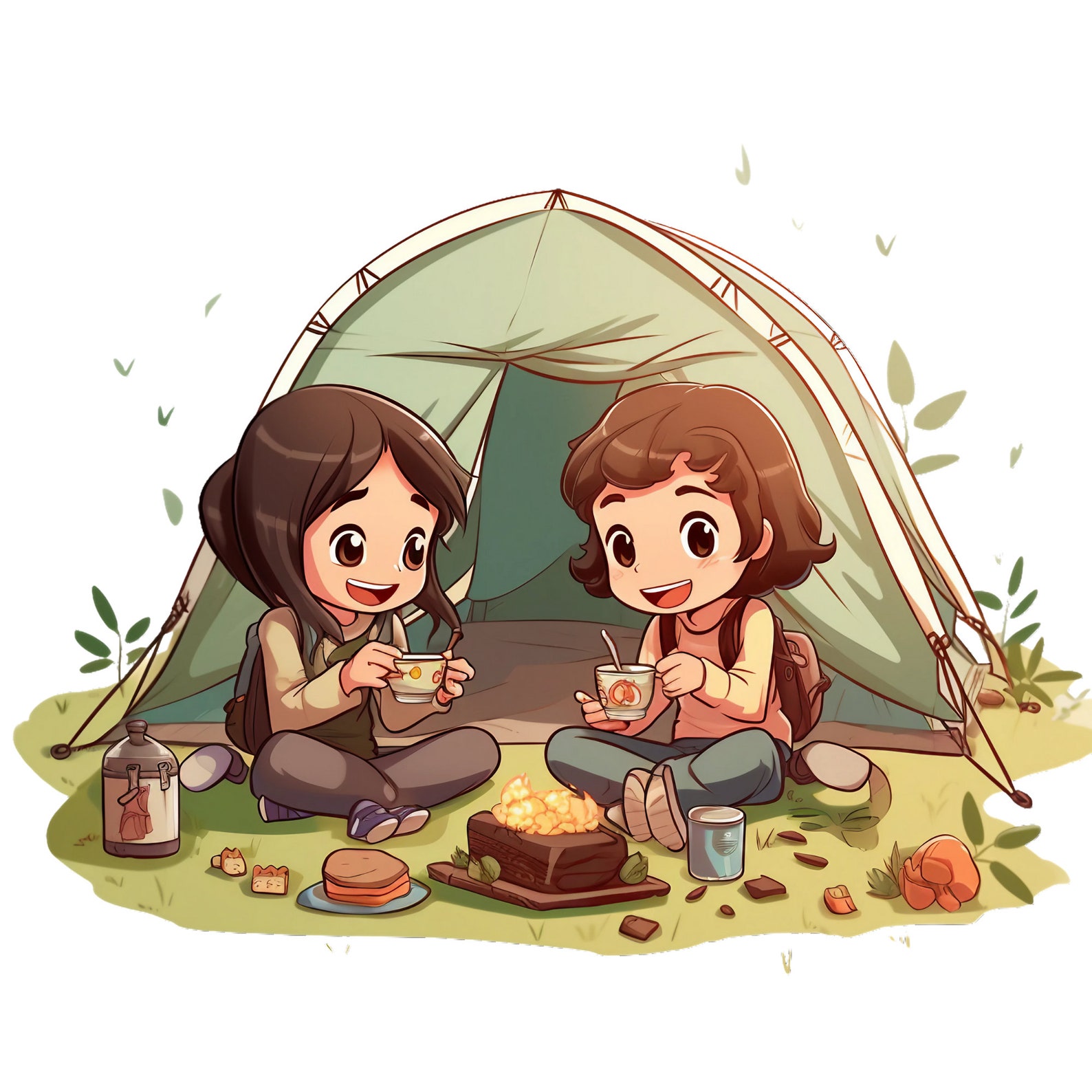 Best Friends Camping Clipart Illustration Set, Gifts Customizable ...