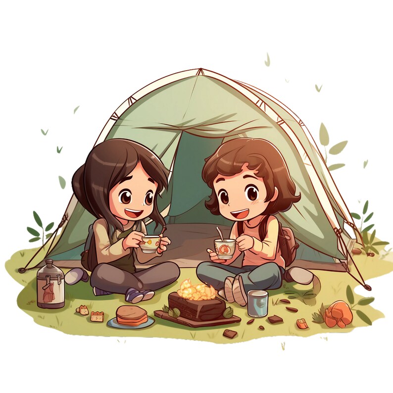 Best Friends Camping Clipart Illustration Set, Gifts Customizable ...