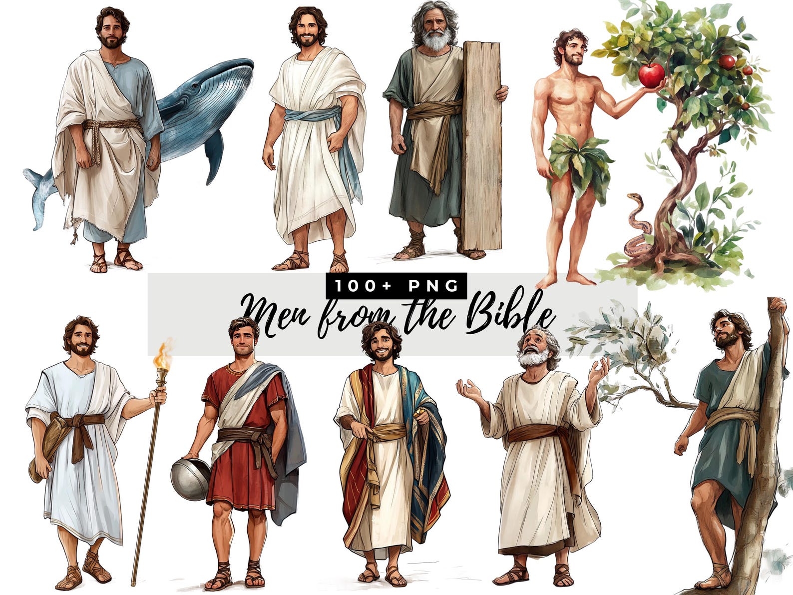 Biblical Characters Clipart Bundle, Bible Stories, Religious Digital ...