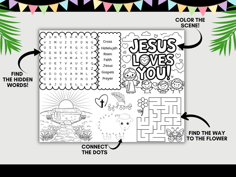 Christian Easter Placemat – Printable Bible Word Search, Coloring ...
