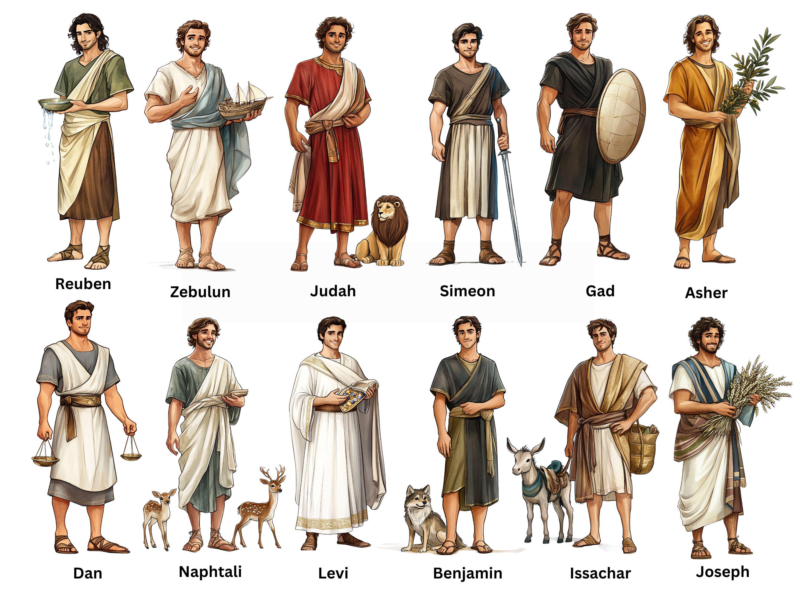 Biblical Clipart 12 Tribes of Israel, Bible Characters, Bible Story ...