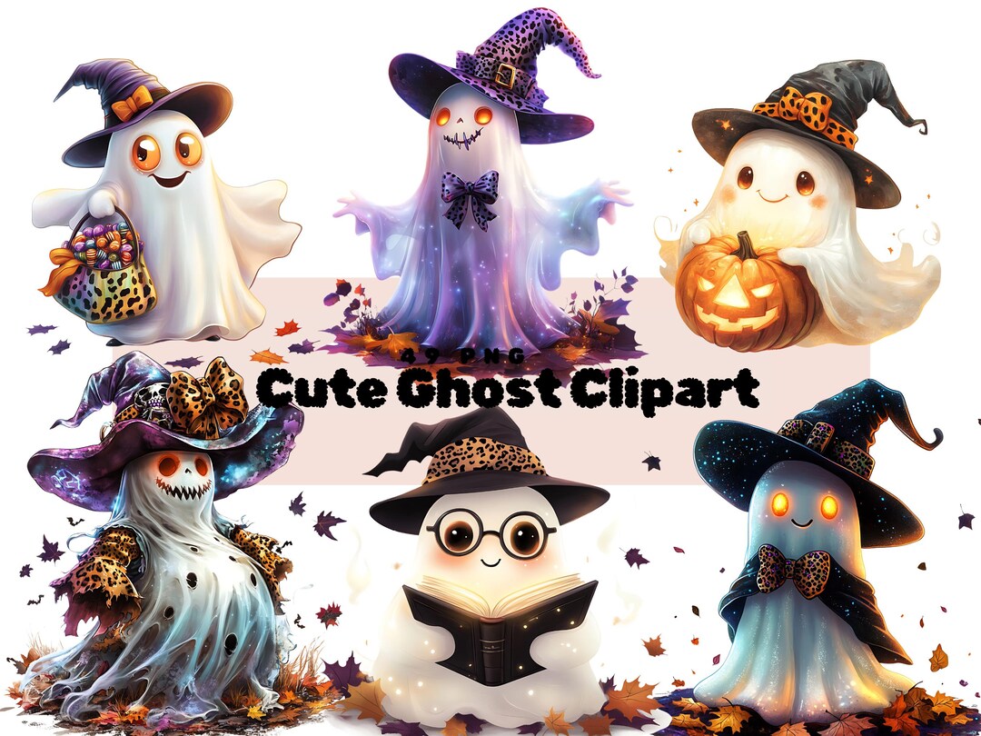 Watercolor Cute Ghost Clipart, Happy Halloween Png, Watercolor Happy ...
