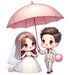 Chibi Clipart Couple, Chibi Couple Clipart, Couple Travel Chibi, Bride ...