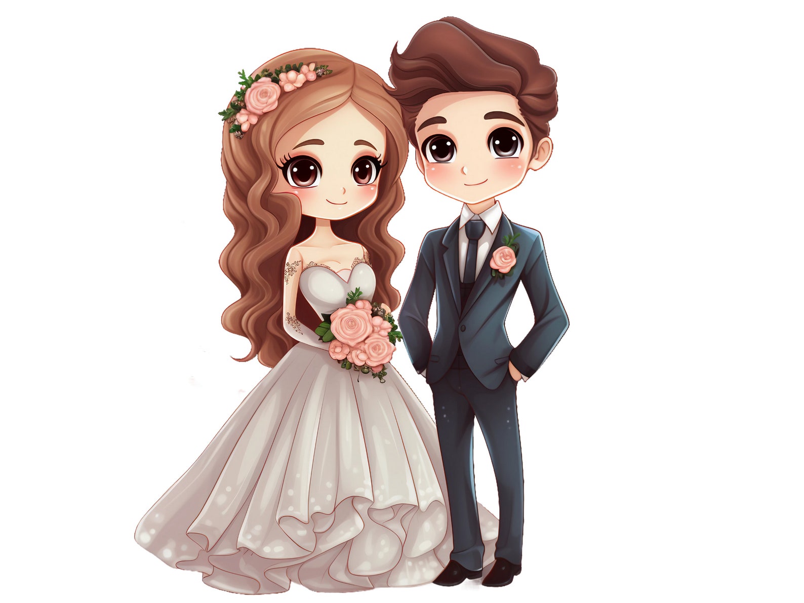 Bride Groom Clipart, Couple Chibi Cute, Chibi Wedding - Etsy