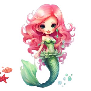 Cute Mermaids Clipart, Mermaids Png, Mermaid for Crafting, Watercolor ...
