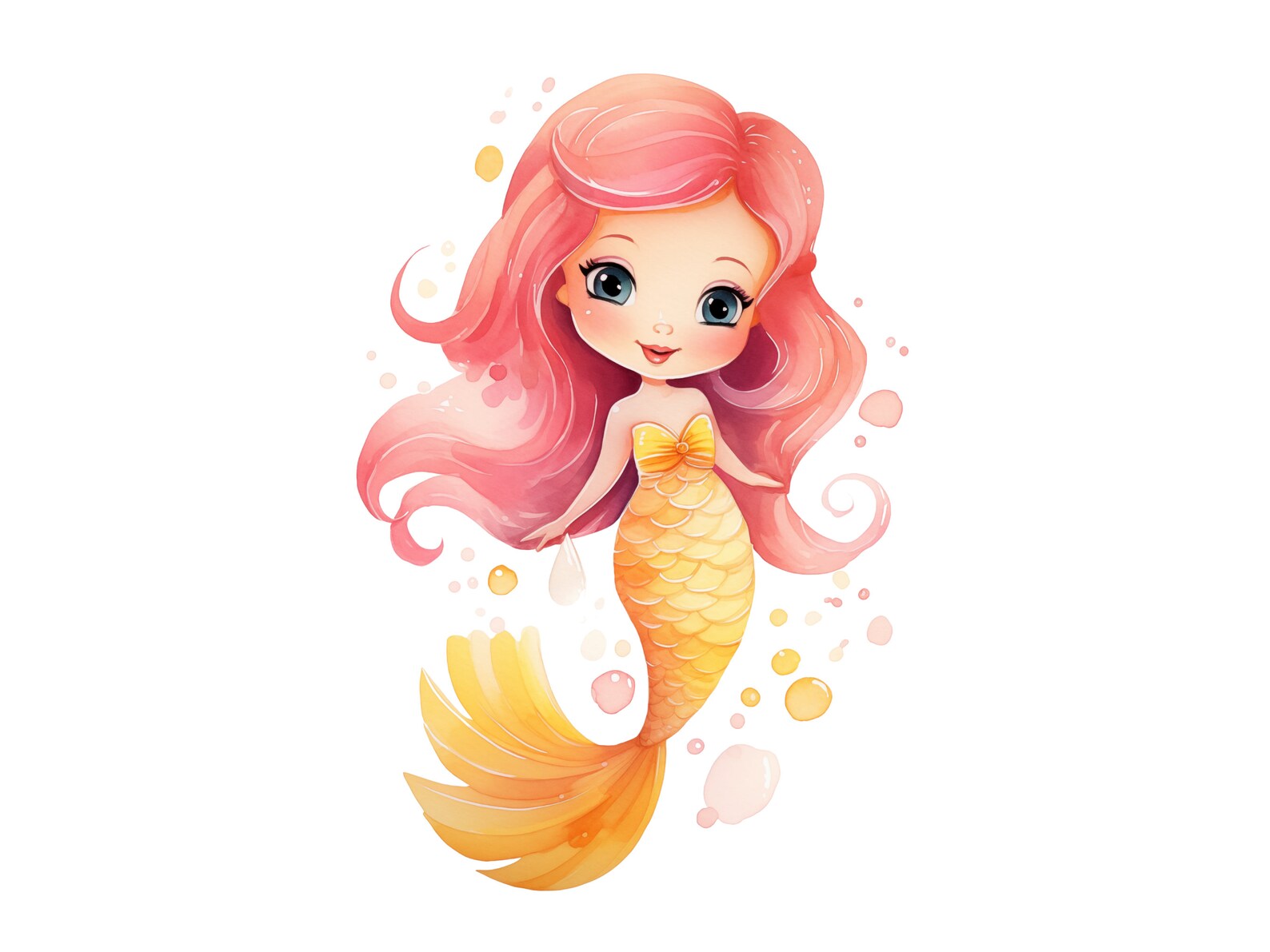 Cute Mermaids Clipart, Mermaids Png, Mermaid for Crafting, Watercolor ...