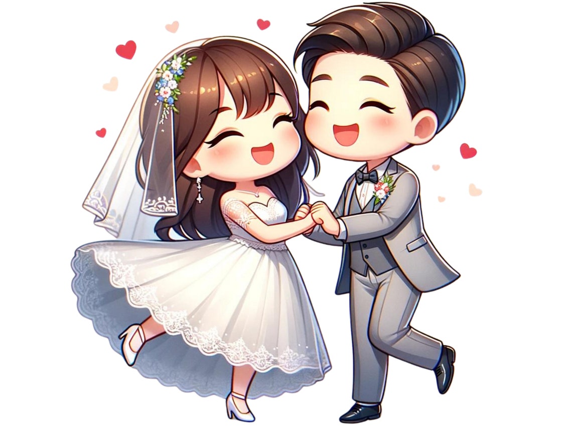 Chibi Couple Png, Chibi Couple Clipart, Bride Groom Clipart, Couple ...