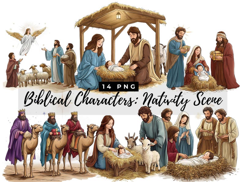 Bible Story Clipart Bundle – Bible Character for Kids, Easter ...