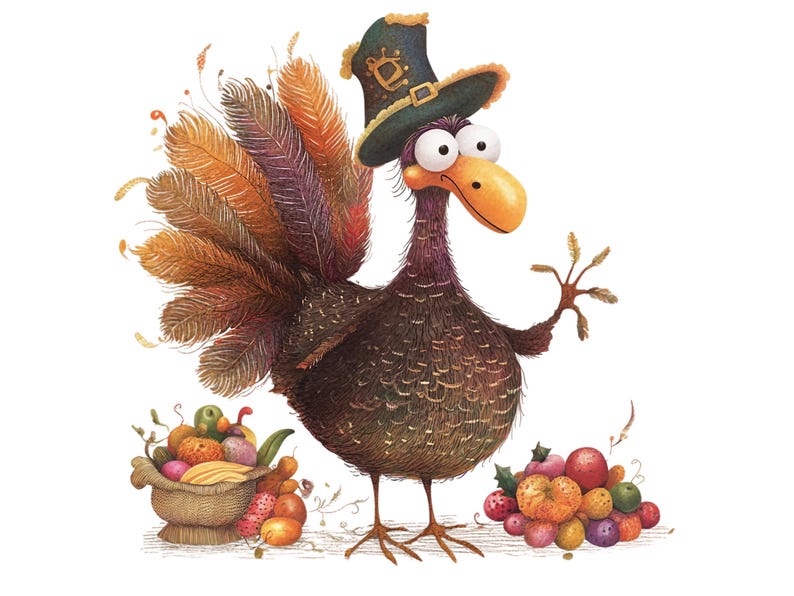 Quirky Turkey Clipart Bundle Funny Cute Autumn Bird Illustrations for ...