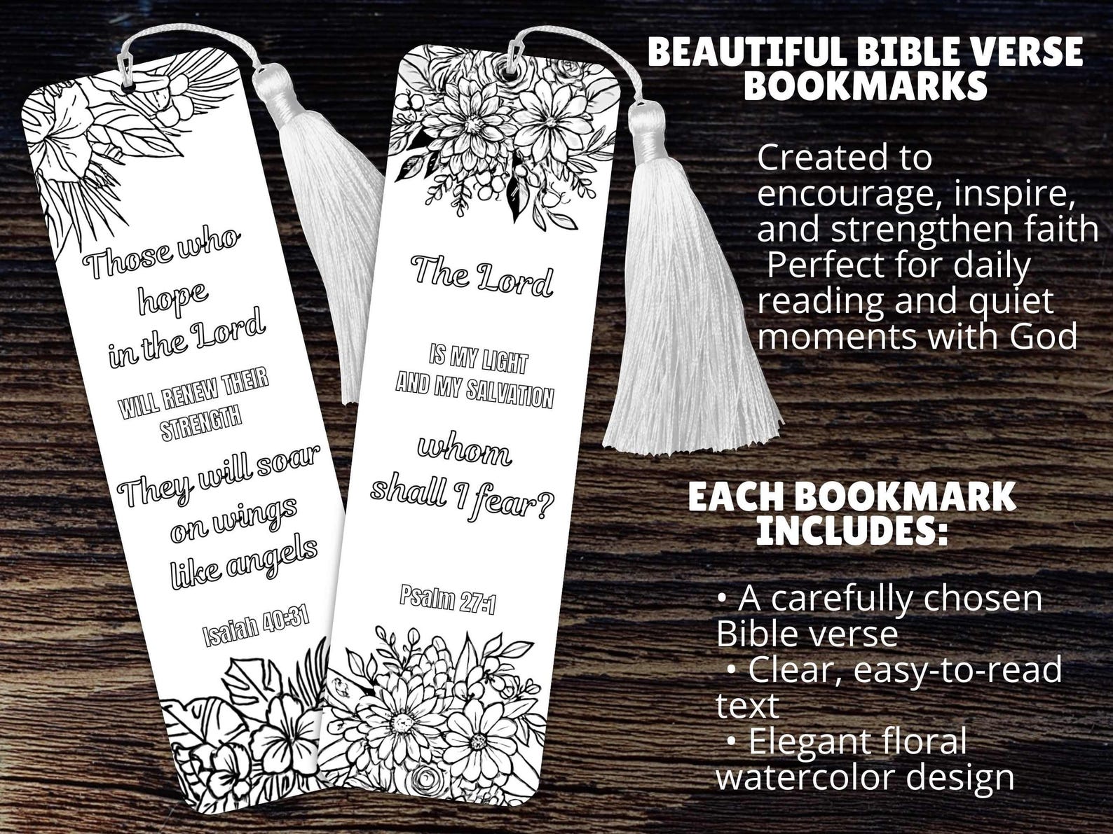 Coloring Bible Verse Bookmarks, Printable Floral Bookmark for Women ...