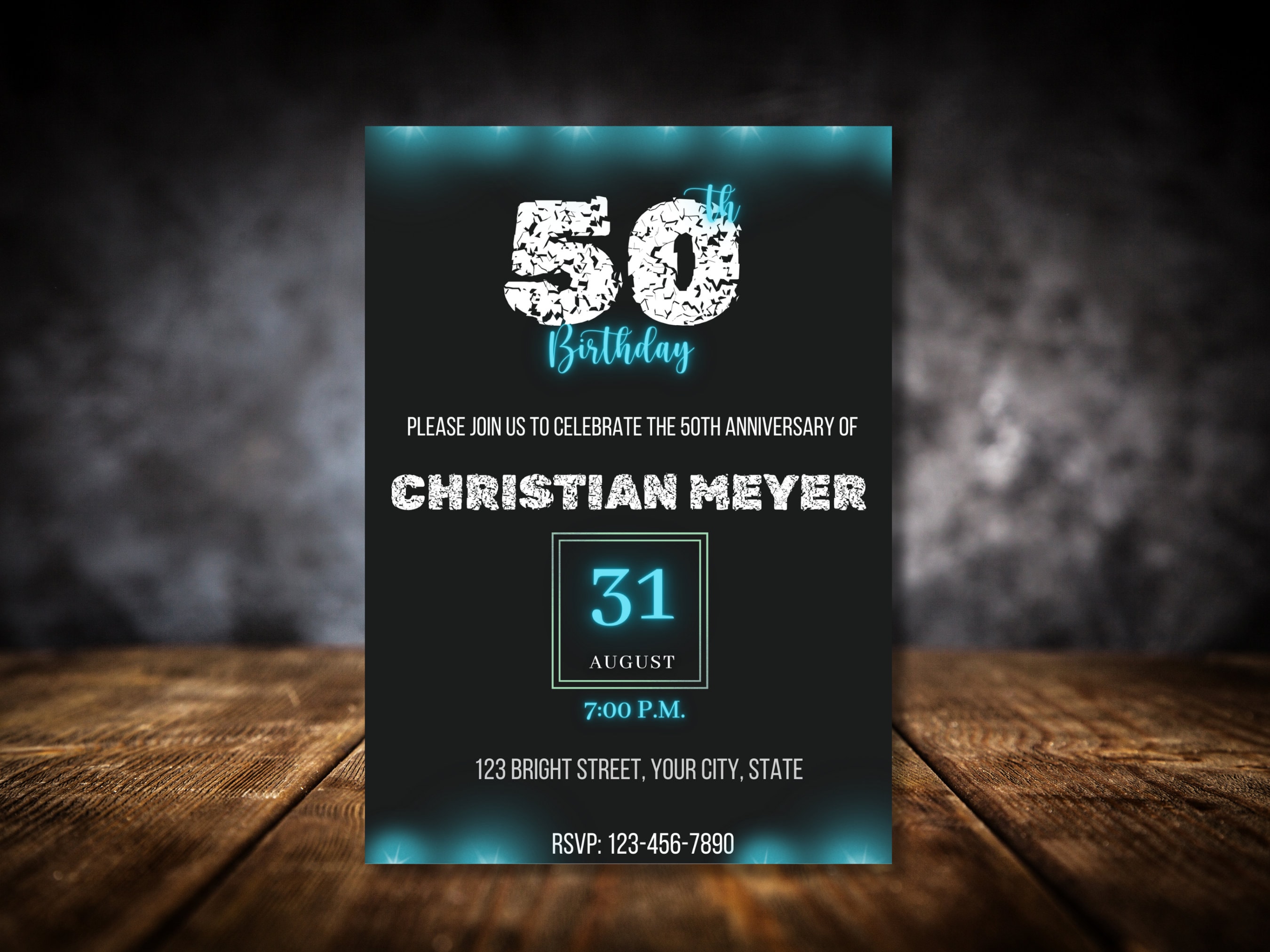 Men's 50th Birthday Invitation, Birthday Invitation for Men, 50th ...