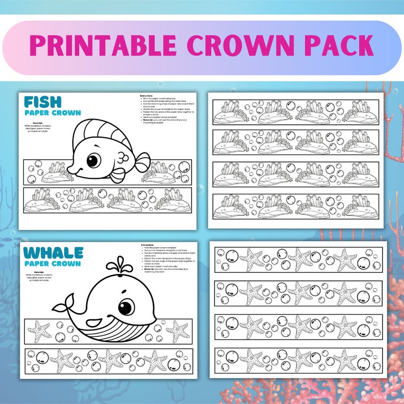 Printable Under the Sea Crown, Under the Sea Party Headband, Birthday ...