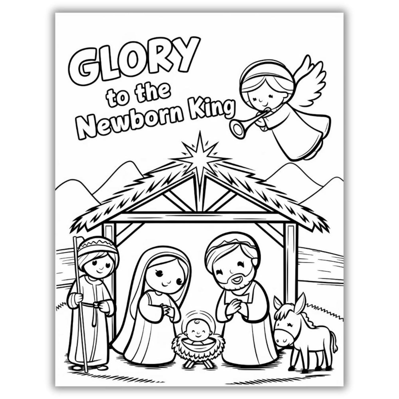 Happy Birthday Jesus Coloring Pages, Kids Church Craft, Printable ...