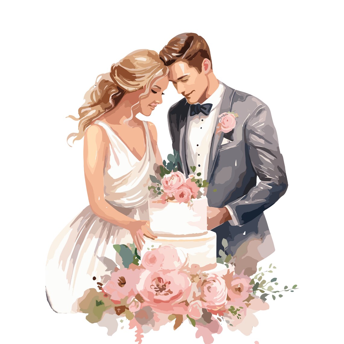 Wedding Couple Clipart, Bridal Shower Clipart, Wedding Romantic Clipart ...
