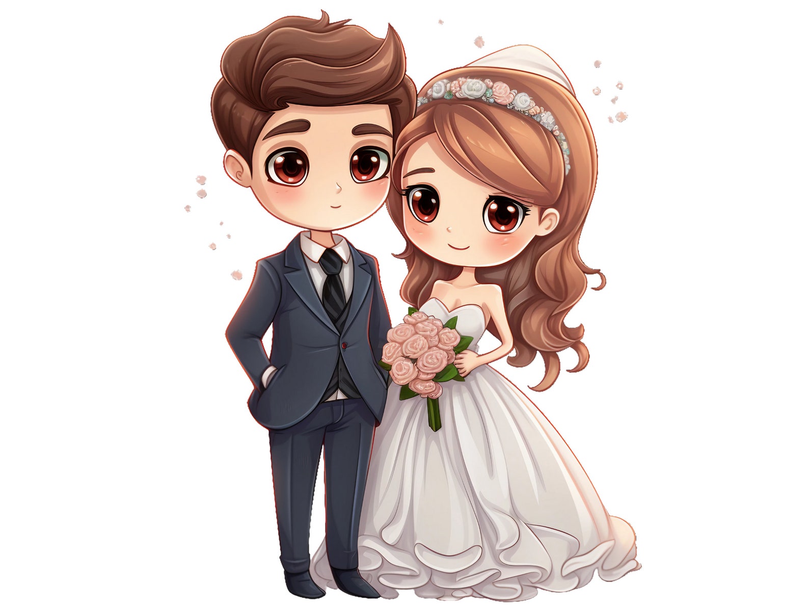 Bride Groom Clipart, Couple Chibi Cute, Chibi Wedding - Etsy