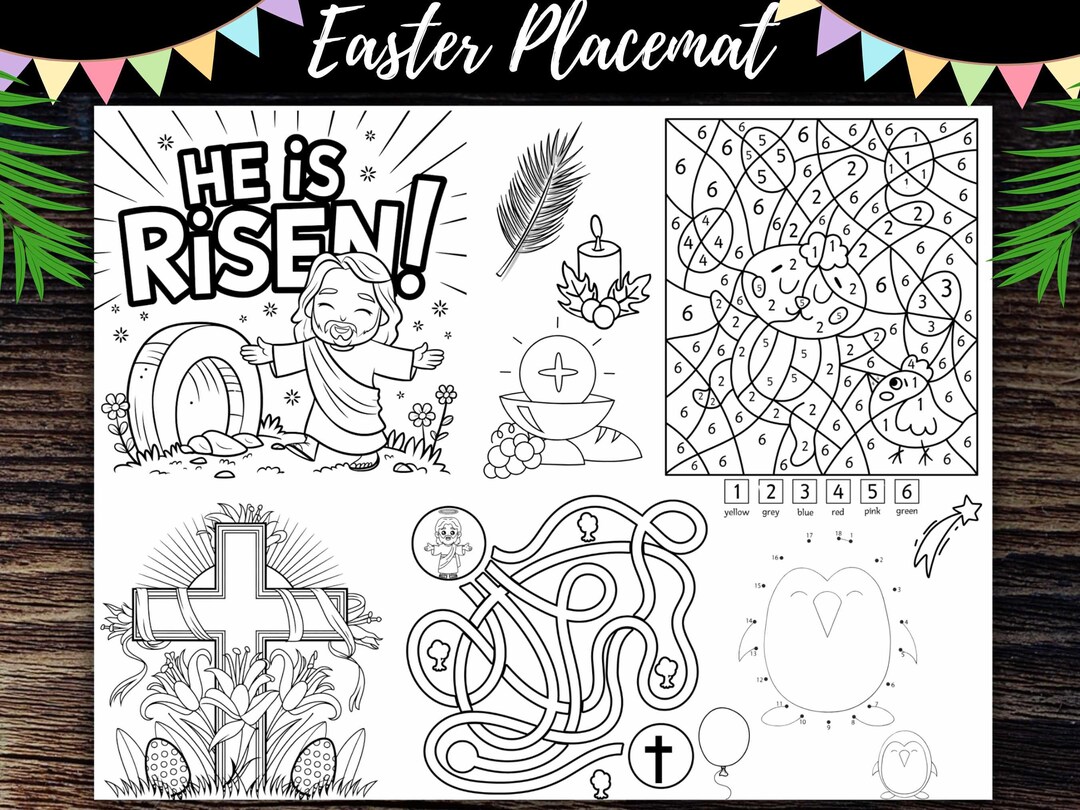 Christian Easter Printable Placemat-bible Word Search, Games, Coloring ...
