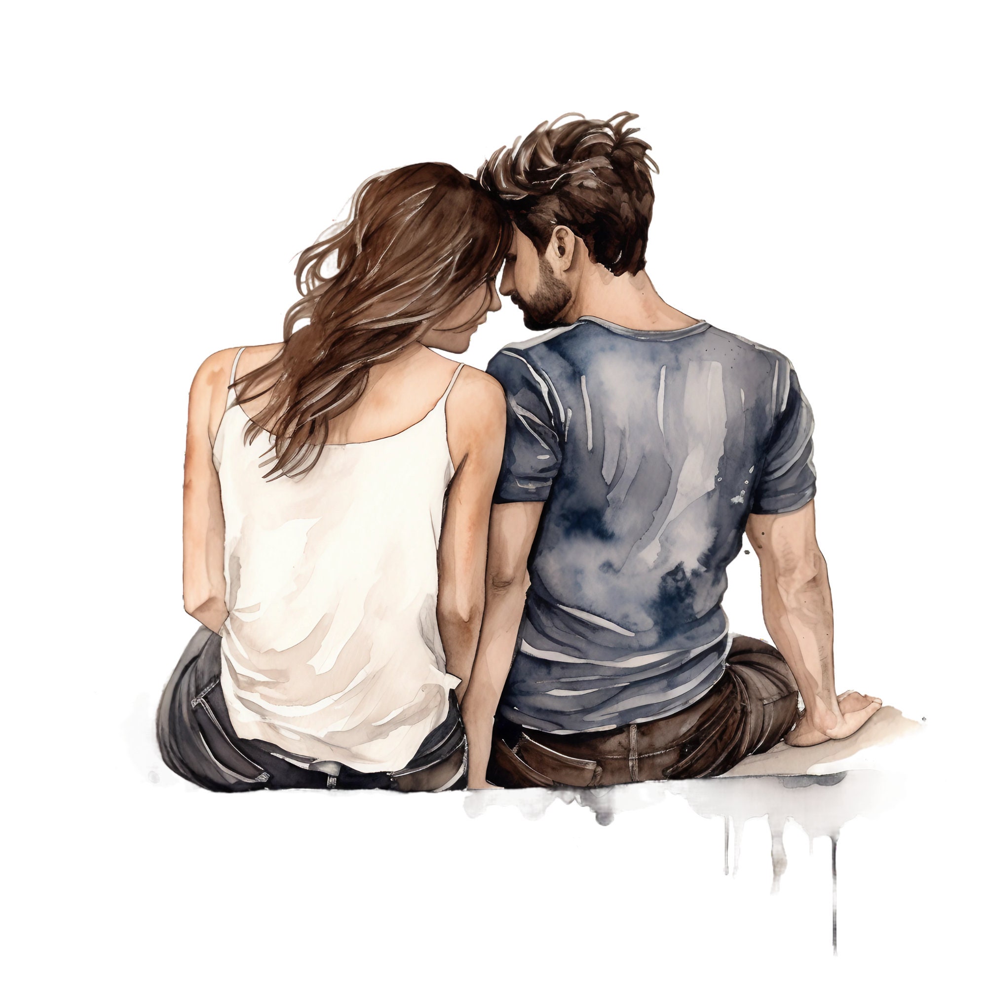 Couple Clipart, Loving Couple Clipart, Romantic Couple, Summer Clipart ...