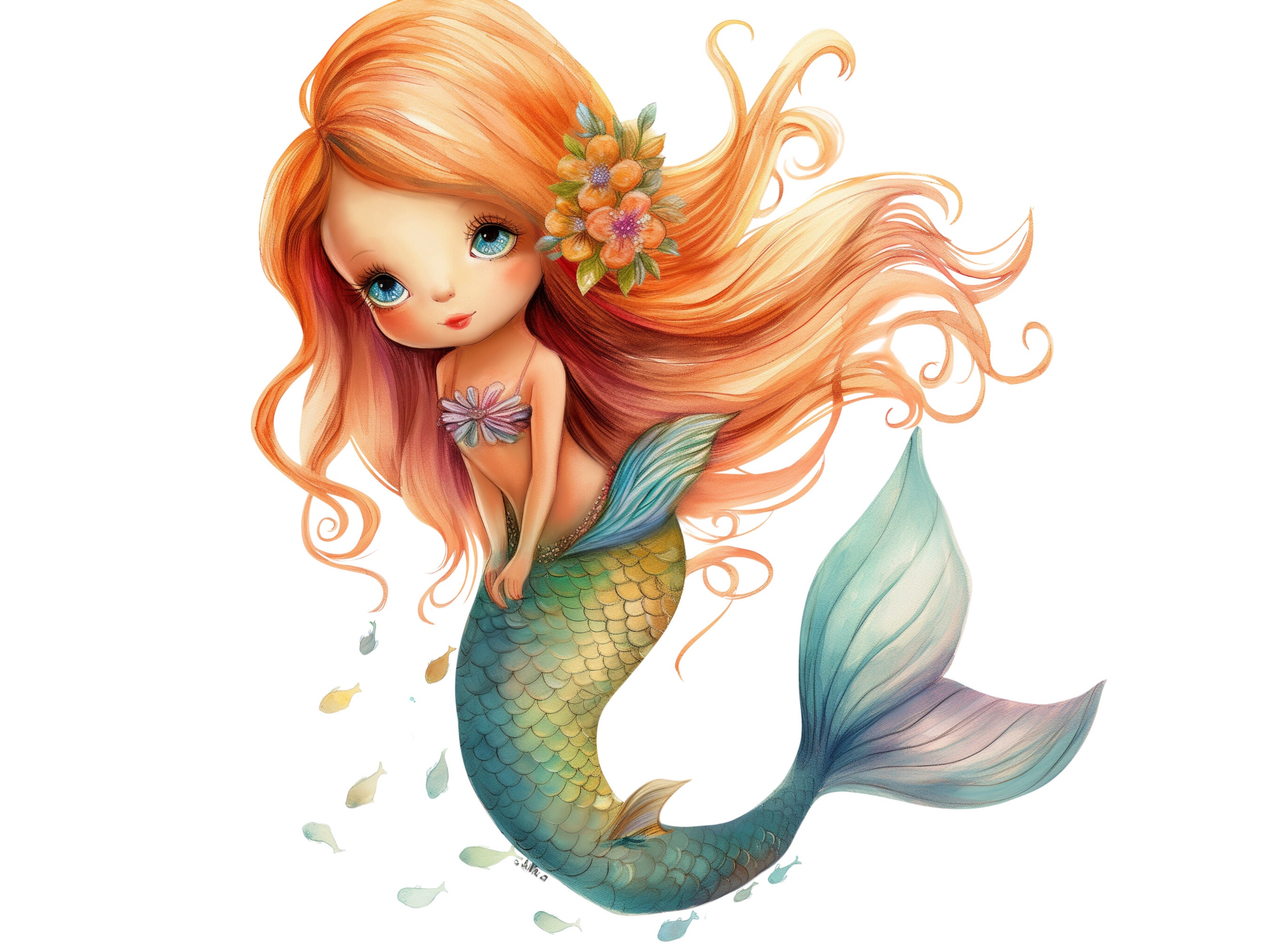 Cute Mermaids Clipart, Mermaids Png, Mermaid for Crafting, Watercolor ...