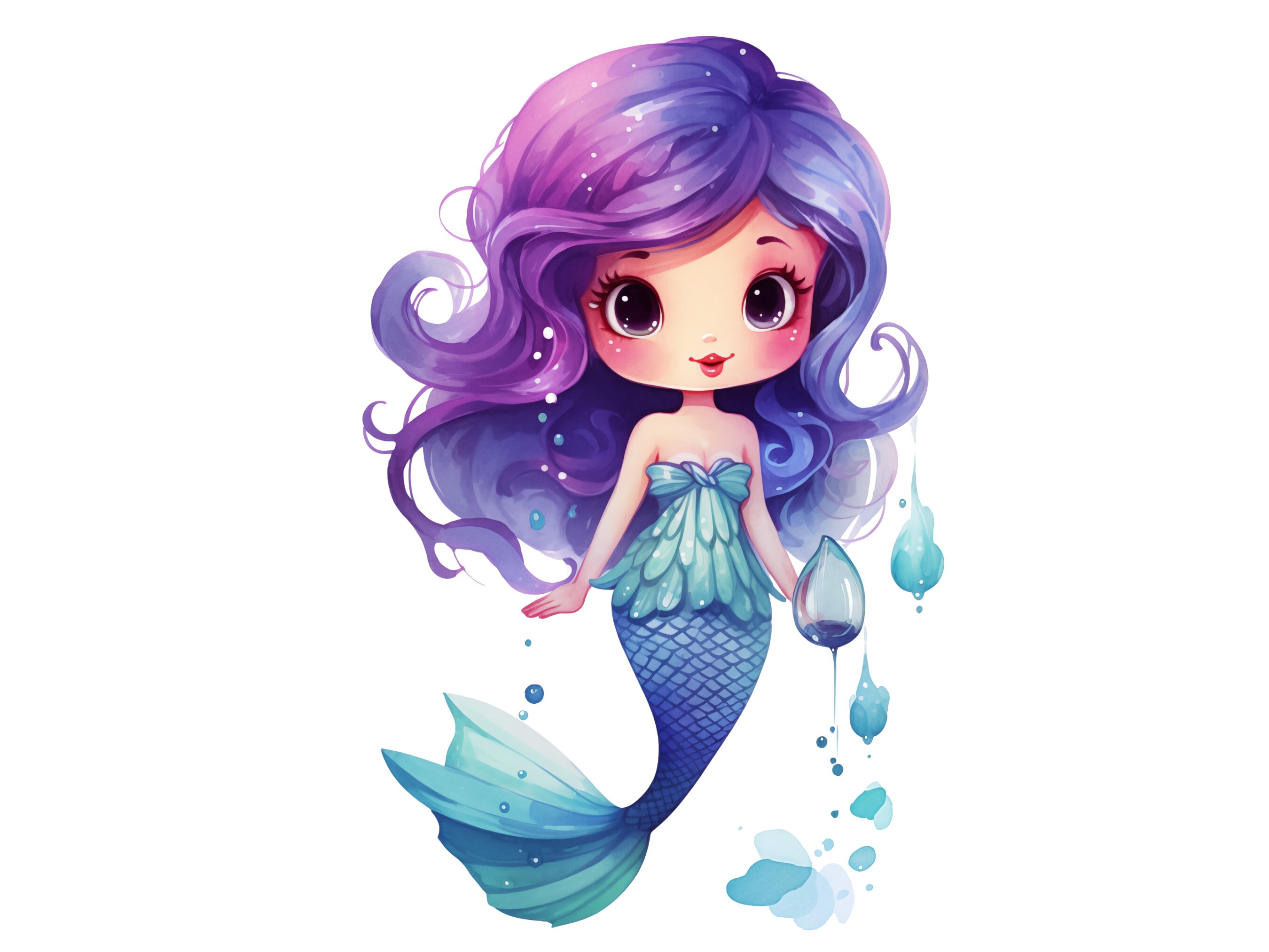 Cute Mermaids Clipart, Mermaids Png, Mermaid for Crafting, Watercolor ...