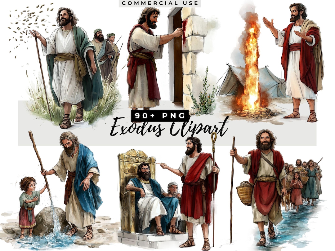 Moses Clipart Bundle, Biblical Characters, Religious Art for Kids, Old ...