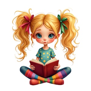 Quirky Cute Girl Clipart, Cute Watercolor Illustrations, Whimsical Girl ...