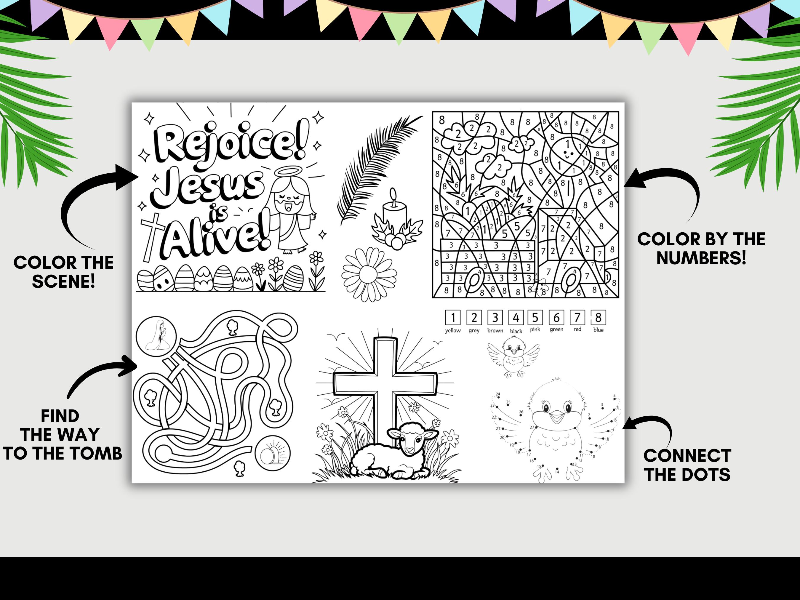 Printable Christian Easter Placemat, Bible Word Search, Fun Games ...