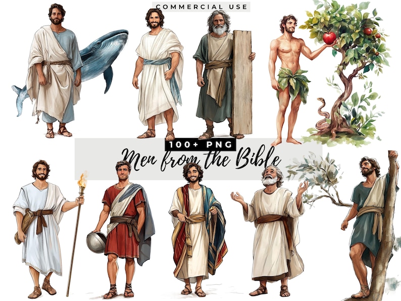 Biblical Characters Clipart Bundle, Bible Stories, Religious Digital ...