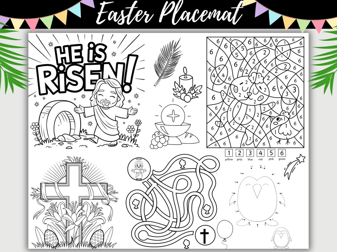 Christian Easter Printable Placemat-bible Word Search, Games, Coloring ...