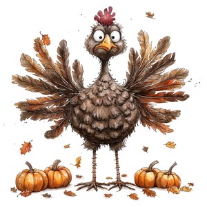 Quirky Turkey Clipart Bundle Funny Cute Autumn Bird Illustrations for ...