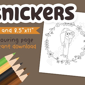 Snickers Flower Colouring Page Bluey Digital Instant - Etsy