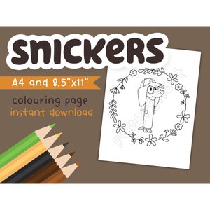 Snickers Flower Colouring Page Bluey Digital Instant - Etsy