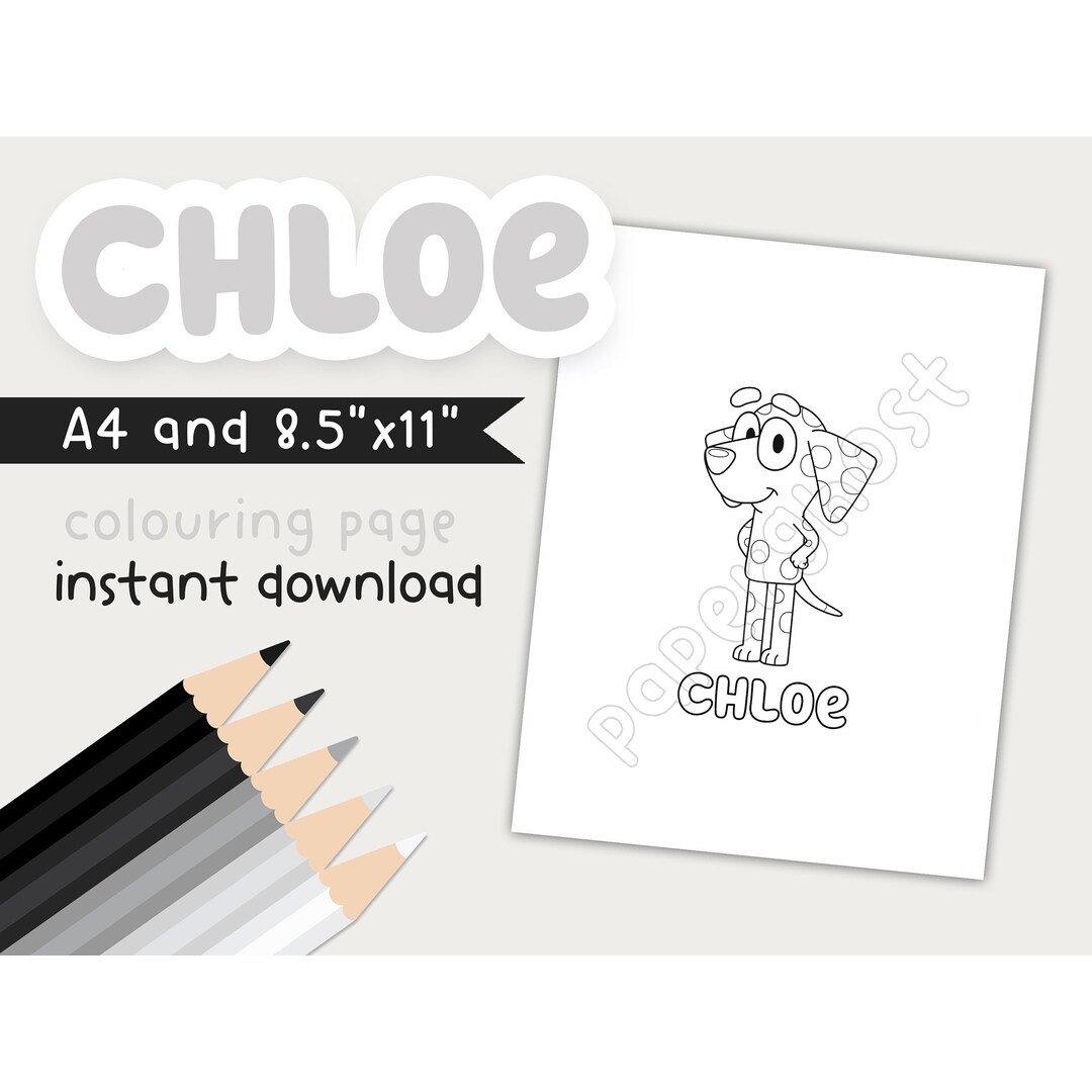 Chloe Colouring Page Bluey Digital Instant Download - Etsy