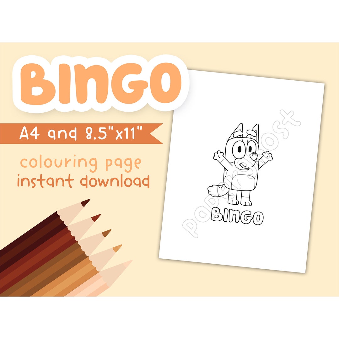 Bingo Colouring Page Bluey Digital Instant Download - Etsy México