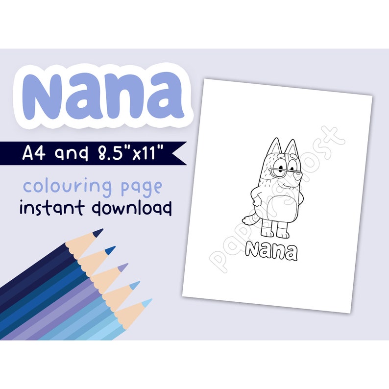 Nana Colouring Page Bluey Digital Instant Download - Etsy Australia
