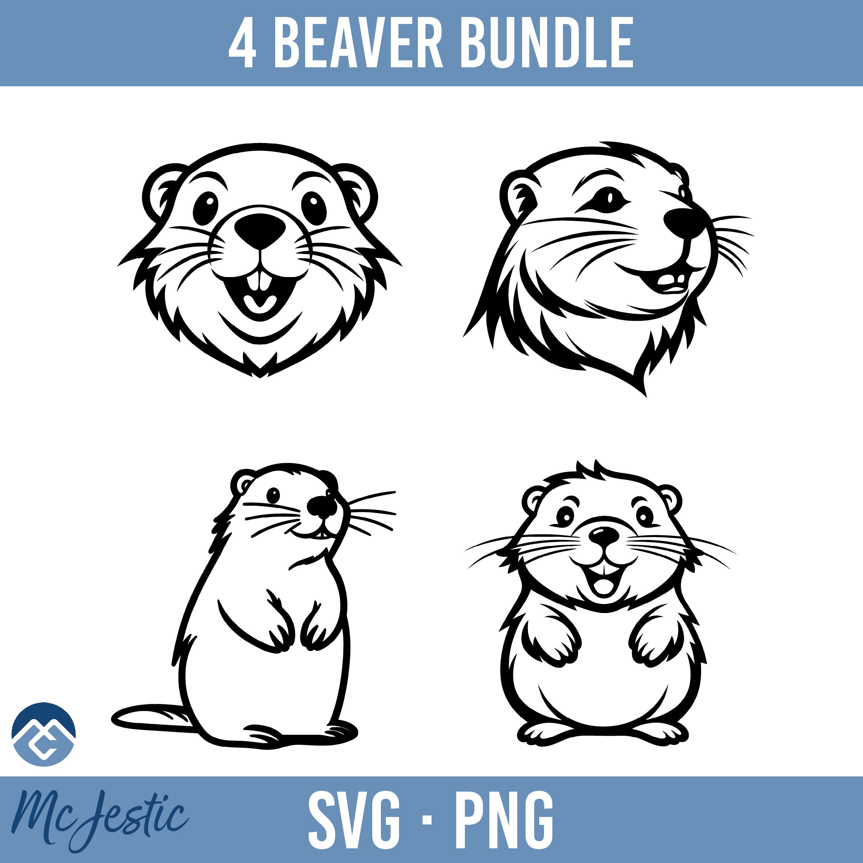4 Beaver SVG Bundle, Beaver PNG, Commercial Use, Instant Download ...