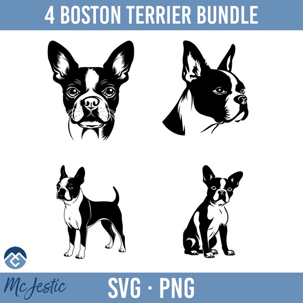 Boston Terrier Svg - Etsy