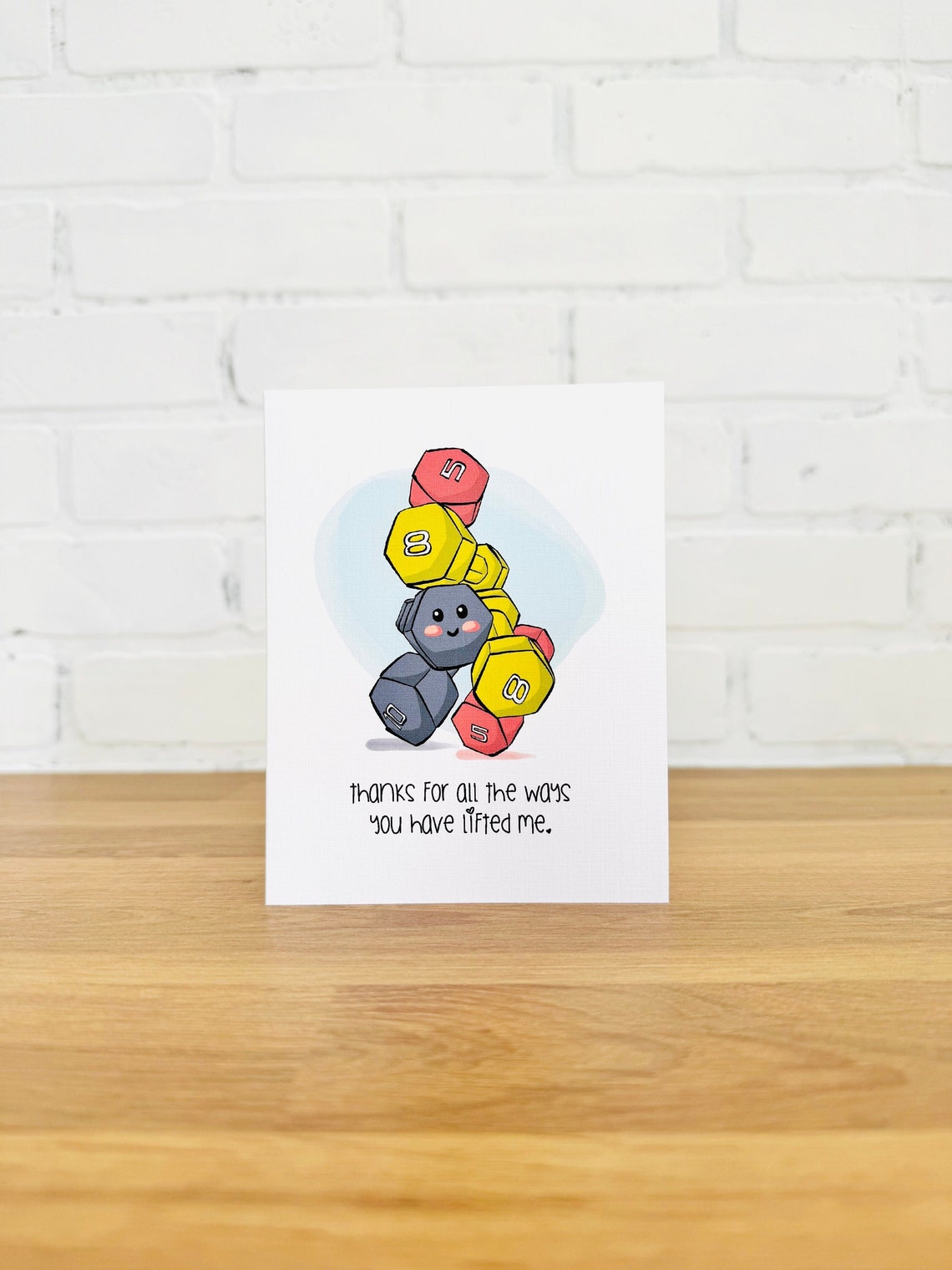 Lift Me Card Thank You Greeting Card Cute Lifte Me Up Card Lifting Weights Card Gym Card