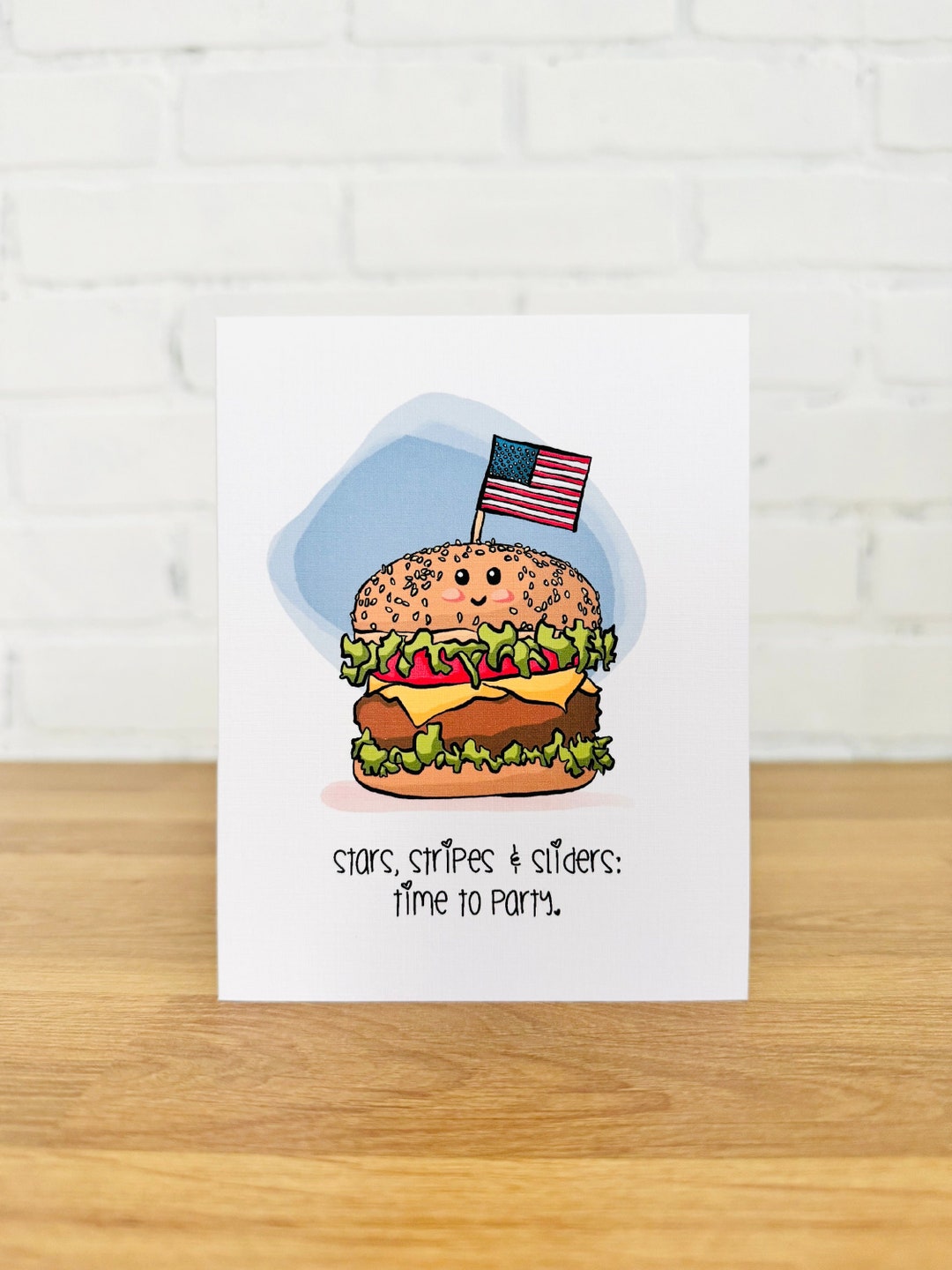 STARS STRIPES SLIDERS Card | Slider Greeting Card, Cute Bbq Card, Party ...