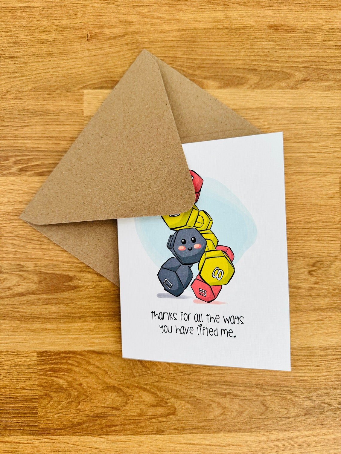 Lift Me Card Thank You Greeting Card Cute Lifte Me Up Card Lifting Weights Card Gym Card