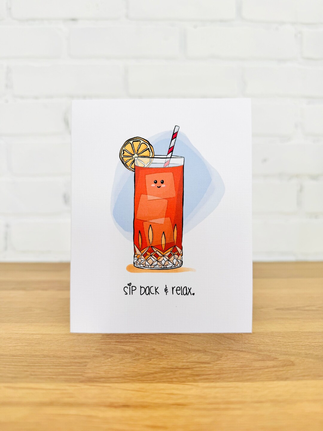 SIP & RELAX Card | Iced Tea Greeting Card, Cute Drink Card, Sweet Iced ...
