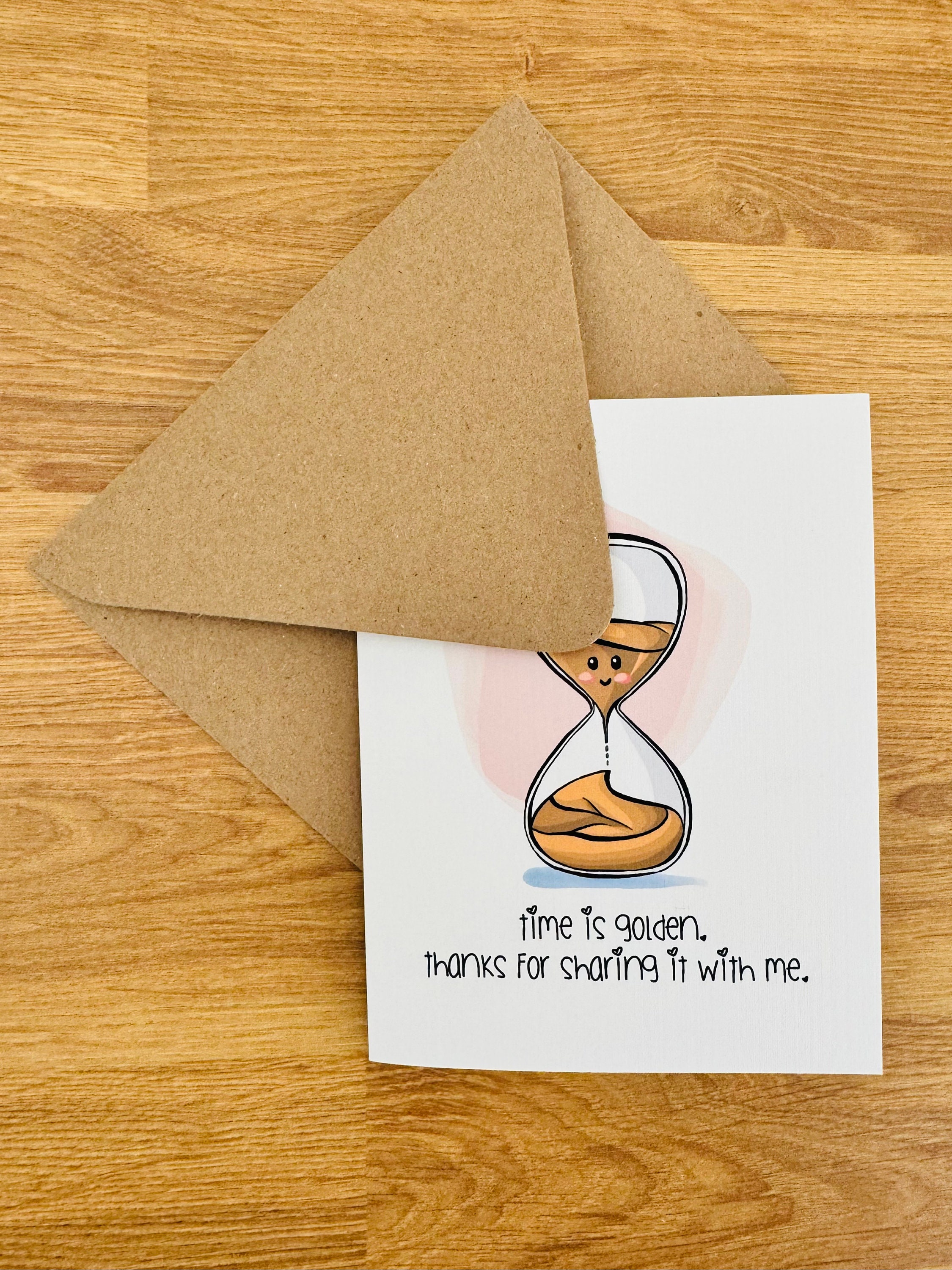 Time is Golden Greeting Card | Hourglass Thank You Card - Etsy