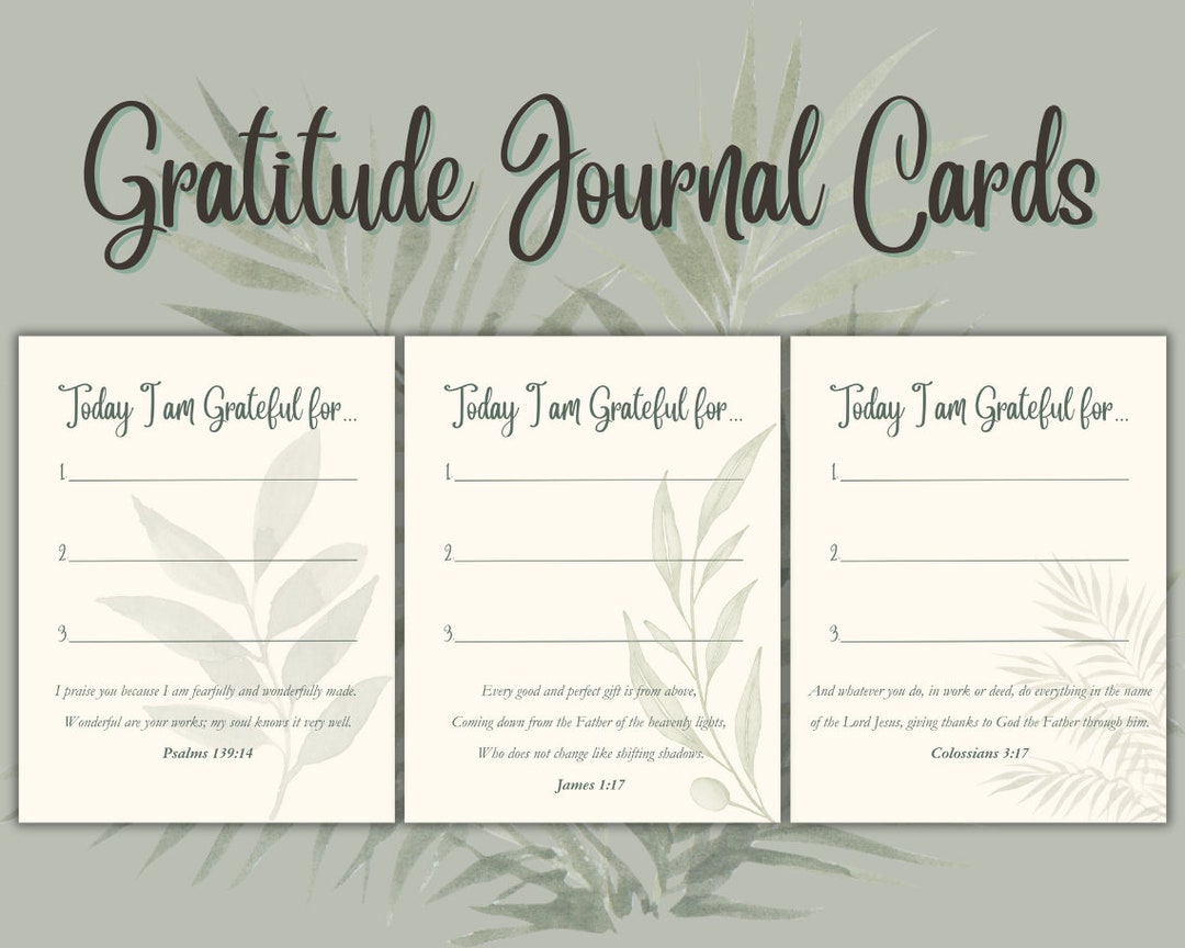 Gratitude Journal Cards With Bible Verse - Digital Download Printable ...