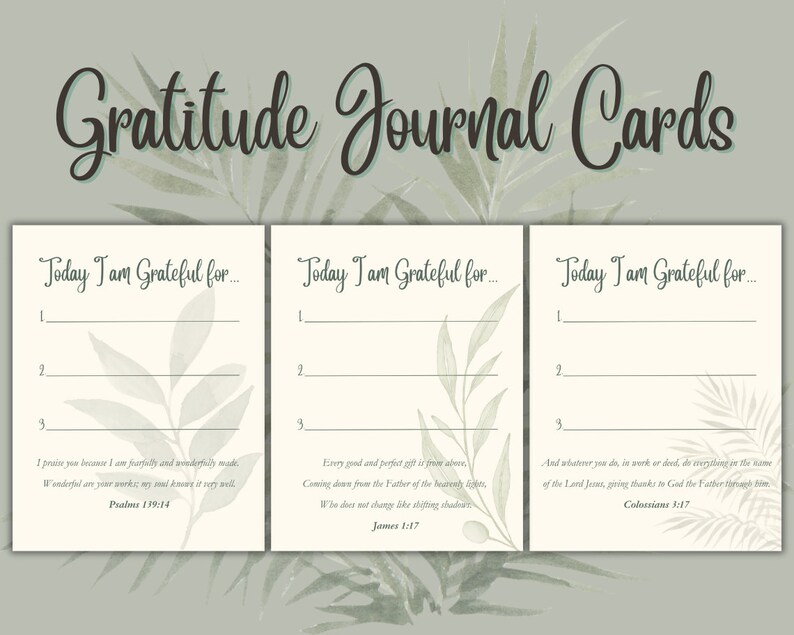 Gratitude Journal Cards With Bible Verse - Digital Download Printable ...