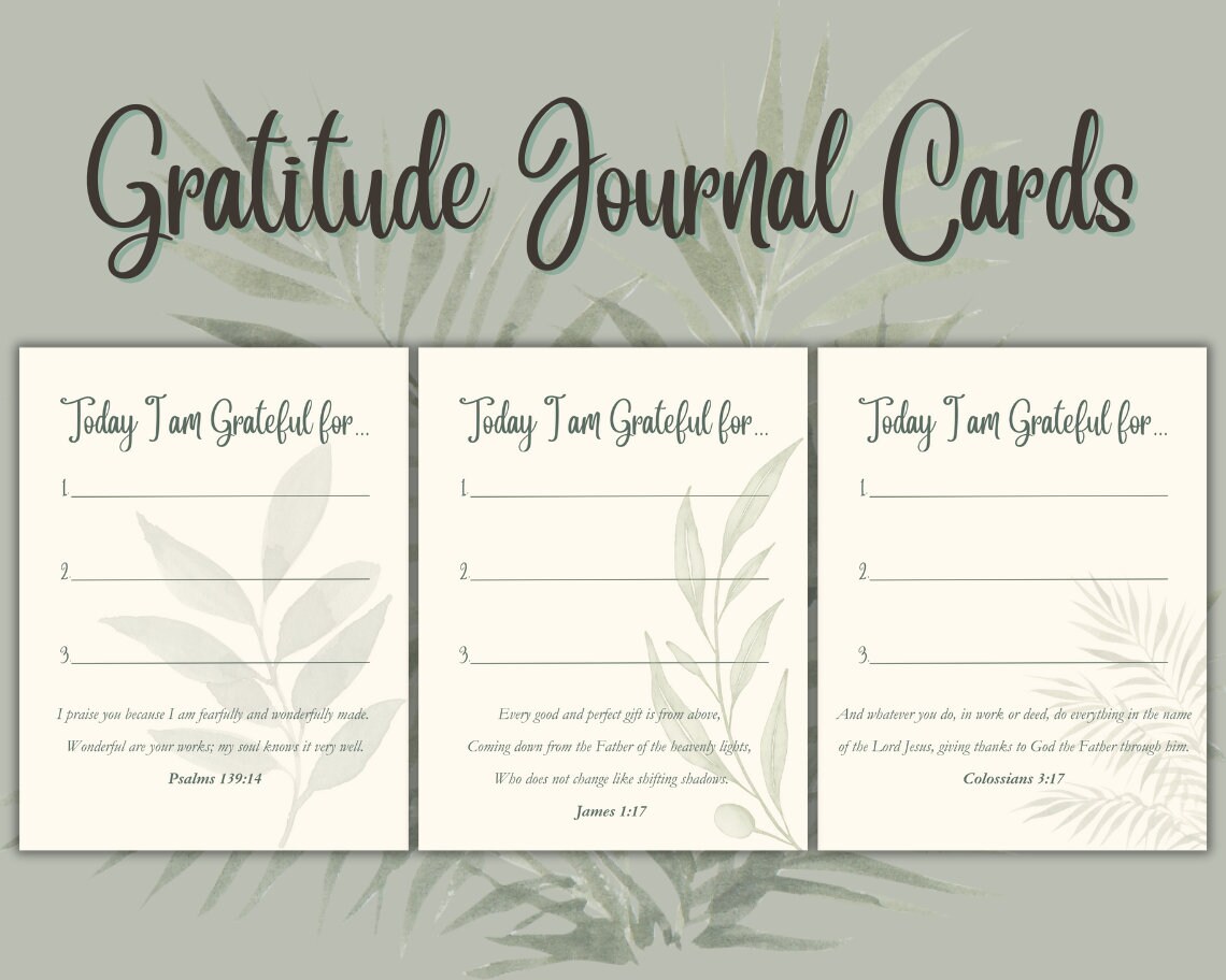 Gratitude Journal Cards With Bible Verse - Digital Download Printable ...